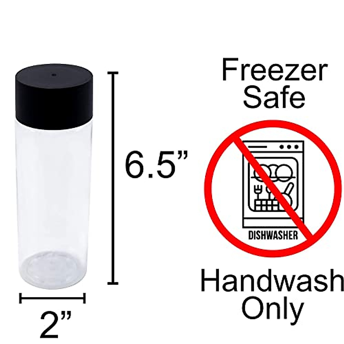 Upper Midland Products 10oz Empty Plastic Sensory Bottles With Black Lids, 14 Pk Round Clear Plastic Water Bottles BPA Free for Tea Juice Smoothie Water Milk