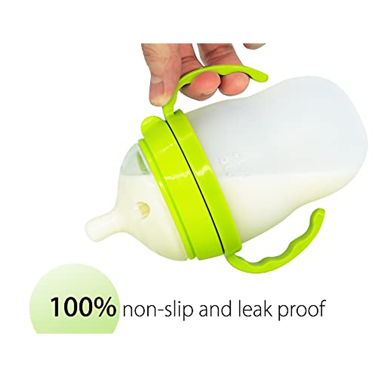 Baby Bottle Handles for Comotomo 5 Ounce & 8 Ounce Silicone Baby Bottles, Compatible Comotomo Bottle Holder for Baby, Pack of 2, Green