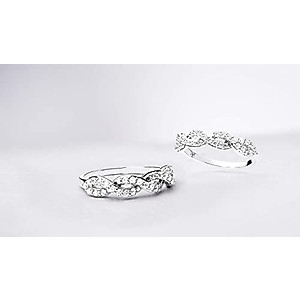 10K White Gold 1/2 Cttw Lab Grown Diamond Twisted Infinity Band Style Ring (G-H Color, SI1-SI2 Clarity) - Size 7