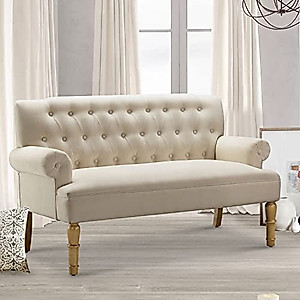 Rosevera Drennan Loveseat para Sala Love Seats Furniture Sofa in a Box Couches for Living Room Settee, Standard, Velvet Pearl Beige