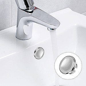 uxcell 8pcs Sink Overflow Rings, Bathroom Kitchen Basin Trim Bath Sink Hole Round Double Layer Plastic Overflow Drain Cover Insert in Hole (Silver Tone)