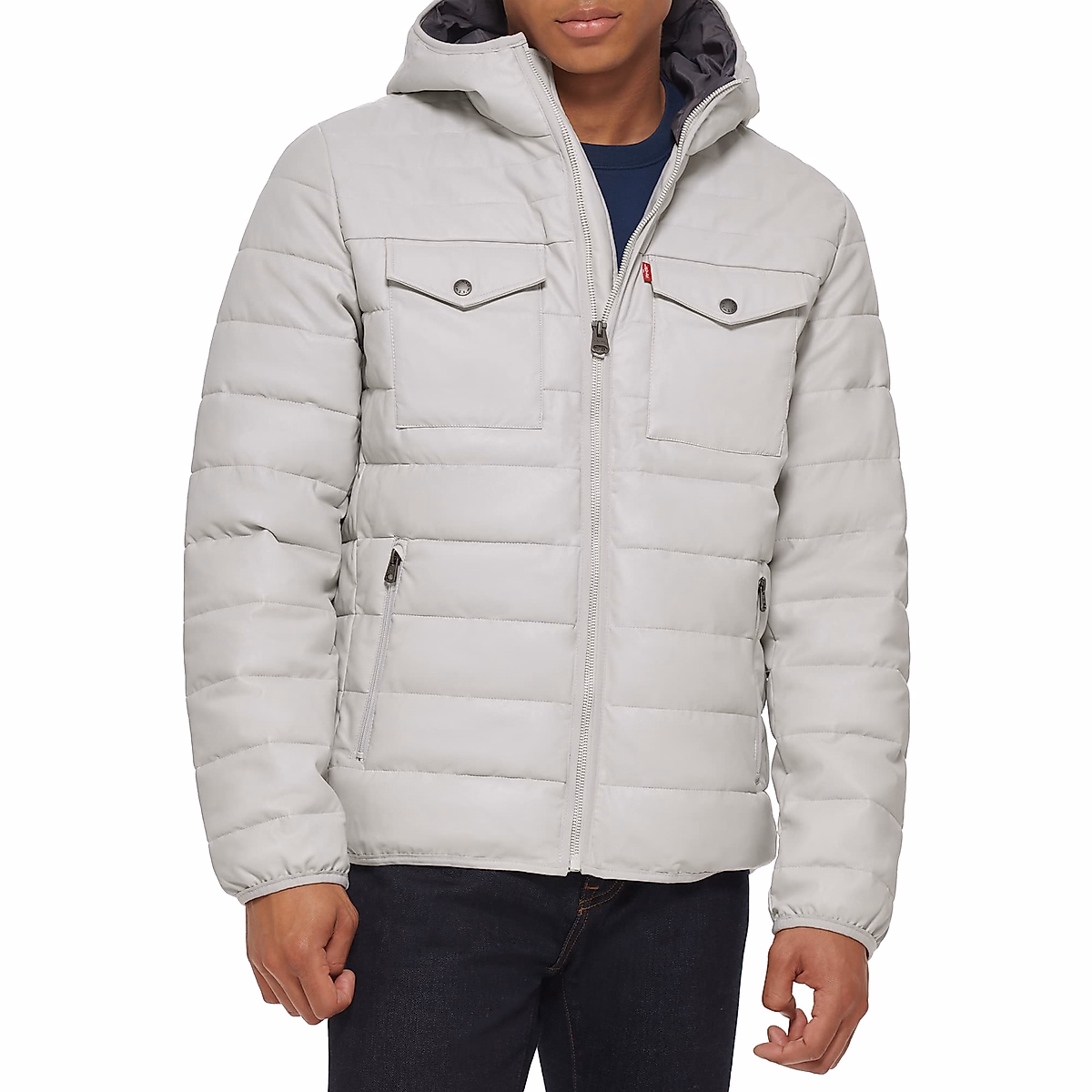 Levi's Men's 2-Pocket Stretch Quilted Puffer, Ice Faux Leather, Medium