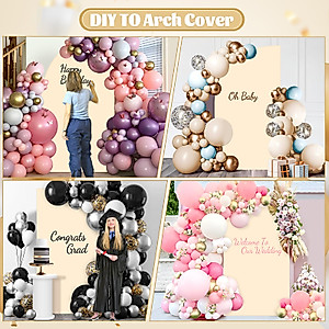 7FT Beige Half Moon Arch Cover Backdrop Spandex Fitted Wedding Arch Stand Cover Double Sided Half Top Stretchy Backdrop Cover for Wedding Birthday Party Baby Shower Graduation Decorations (No Frame)