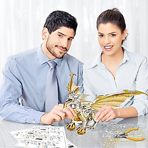 Piececool 3D Metal Puzzles for Adults, Glorystrom Dragon 3D Metal Model Kits, Brain Teaser Puzzles DIY Assembling Crafts for Stress Relief, Great Birthday Gift