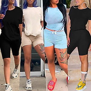 KINIKO Women's Yoga 2 Piece Outfits Workout Running Crop Top Sports Shorts Sets