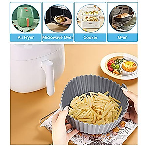 Air Fryer Liners Air Fryer Silicone Liners Air Fryer Accessories Silicone Air Fryer Basket Reusable, Black Grey