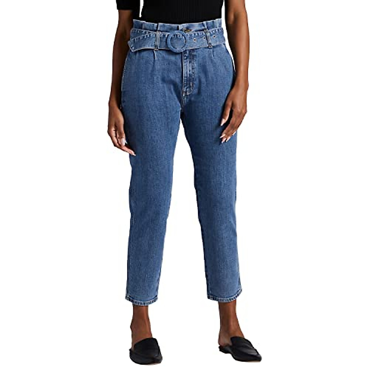 JAG Jeans Women's Belted Pleat High Rise Tapered Leg Pant-Legacy, Blue Cruise, 2