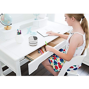 ODISTAR Desktop Vacuum Cleaner,Mini Table dust Sweeper Energy Saving with auto Power-Off Function,High Endurance up to 400 mins,Cordless&360º Rotatable for Keyboard/Home/Office (White Charging)