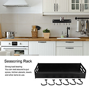 Hanging Pot Rack, Wall Mounted Pan Holder with 6 Hooks, Heavy Duty Dish Rack Cookware Organizer, Kitchen Storage Shelf for Utensils