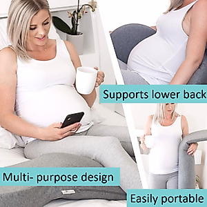 2 in 1 Pregnancy Pillows - Chiro Designed Maternity Pillow with Cotton Cover, Pregnancy Body Pillow & Pregnancy Wedge to Support Belly, Knees and Hips - Portable Full Body Pillow for Pregnant Women