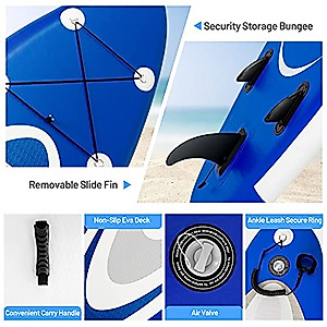 GYMAX Inflatable Stand Up Paddle Board, 6” SUP with Premium Complete Accessories, Backpack, Pump, Leash, Paddle & Removable Fins, Portable Stand Up Boat for All Skill Level