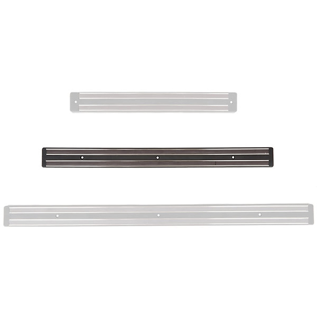 TrueCraftware 18” Magnetic Knife Holder Black with Plastic Base & Two Magnetic Strips for Wall optional hanging hooks -Strong Powerful Knife Rack Knife Strip Storage Display Magnetic Tool Organizer