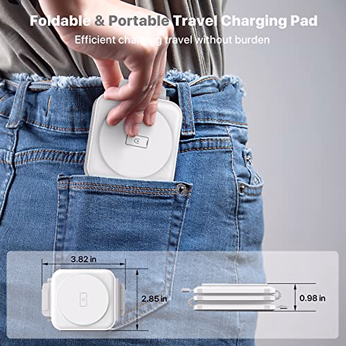 Wireless Charger, Magnetic Foldable 3 in 1 Charging Station, Fast Travel Wireless Charging Pad, Compatible with Magsafe for iPhone 14/13/12/Pro Max/Plus/Mini, Apple Watch and Airpods 2/3/Pro