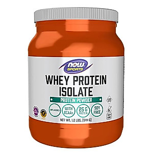 NOW Sports Nutrition, Whey Protein Isolate, 25 g With BCAAs, Unflavored Powder, 1.2-Pound
