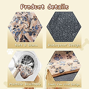 YUEPET Waterproof Dog Blankets, 2 Pack Washable Dog Blankets for Bed Couch Sofa Protector Fleece Flannel Puppy Blanket Soft Plush Reversible Throw Blanket for Small Dog Puppy Cat 30"×20"(White+Coffee)