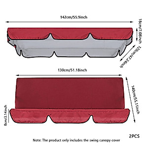 dsbdrki Garden Swing Canopy Replacement Waterproof Swing Seat Canopy Cover Heavy Duty Garden Swing Cover for Outdoor Porch Swings