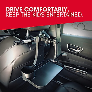 Macally Tablet Mount for Car - iPad Holder with Folding Table Tray - 360 Rotatable - Compatible with Tablets 4.5-10" Wide