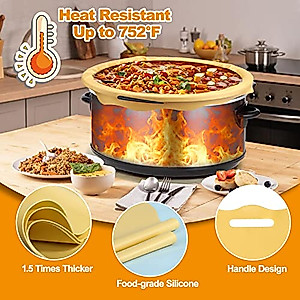 XANGNIER 2 Pack Silicone Slow Cooker Liners for 6,7,8 Quarts Crockpot, Reusable Silicone insert,Leakproof & Easy Clean,Cooking Bags for Oval or Round crock pot,Slow Cooker Accessories（Pink+Yellow）