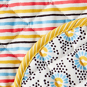 C.R. Gibson Bloom Polyester Potholder Set for Kitchens, 7.75" W x 8" L and 8" W x 8.15" L, Multicolor