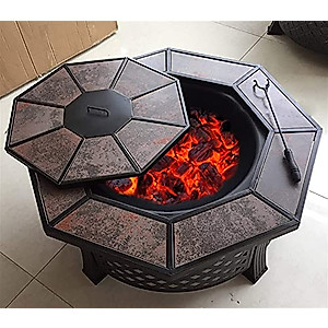 LEAYAN Garden Fire Pit Grill Bowl Grill Barbecue Rack Outdoor Fire Pit Garden Wood Burning Fire Pit Bowl Barbecue Table, Backyard Patio Lawn Garden Fire Pit Cooking Grate