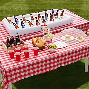 HBlife Inflatable Serving Bar & Food Umbrella Mesh Cover Screen Tent Set, Party Supplies Set for Picnics Pool Bar Outside, 2 Inflatable Tray, 6 Food Tents/Food Covers for Outdoors (Color)