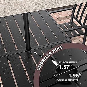 SAILARY Dining Umbrella Hole Outdoor Furniture Modern Design Rectangle Patio Metal Table 60" X 38", Dark Black