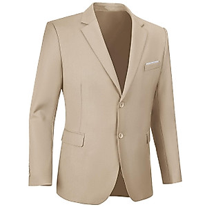 Men's Suit Jacket Casual Sport Coats Lightweight Party Champagne Slim Fit Blazer Groomsmen Coat Two Button Tuxedo Suits L