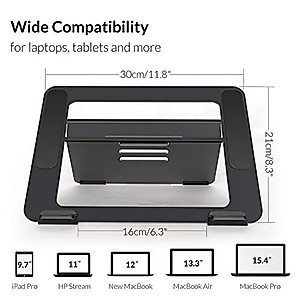 Avankin YS104 Adjustable Aluminum Laptop Cooling Stand for Desk, Portable Holder for iPad Book, Foldable Computer Riser with Ergonomic Height for MacBook Pro/Air, Dell, HP and More 9.7-16” Notebook