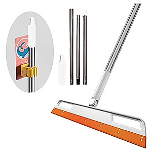 Multifunction Magic Broom,4 in1 Adjustable Indoor Broom Sweeper, Silicone Broom Sweeping Pet Hair Non-Stick Squeegee Broom Sweeper Broom,Kitchen Bathroom Easily Wash and Dry One Piece White and Hooks