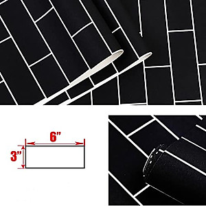 Fiula Black Brick Trellis Wallpaper - Peel and Stick Self Adhesive Subway Tile for Kitchen 17.7"78.7"