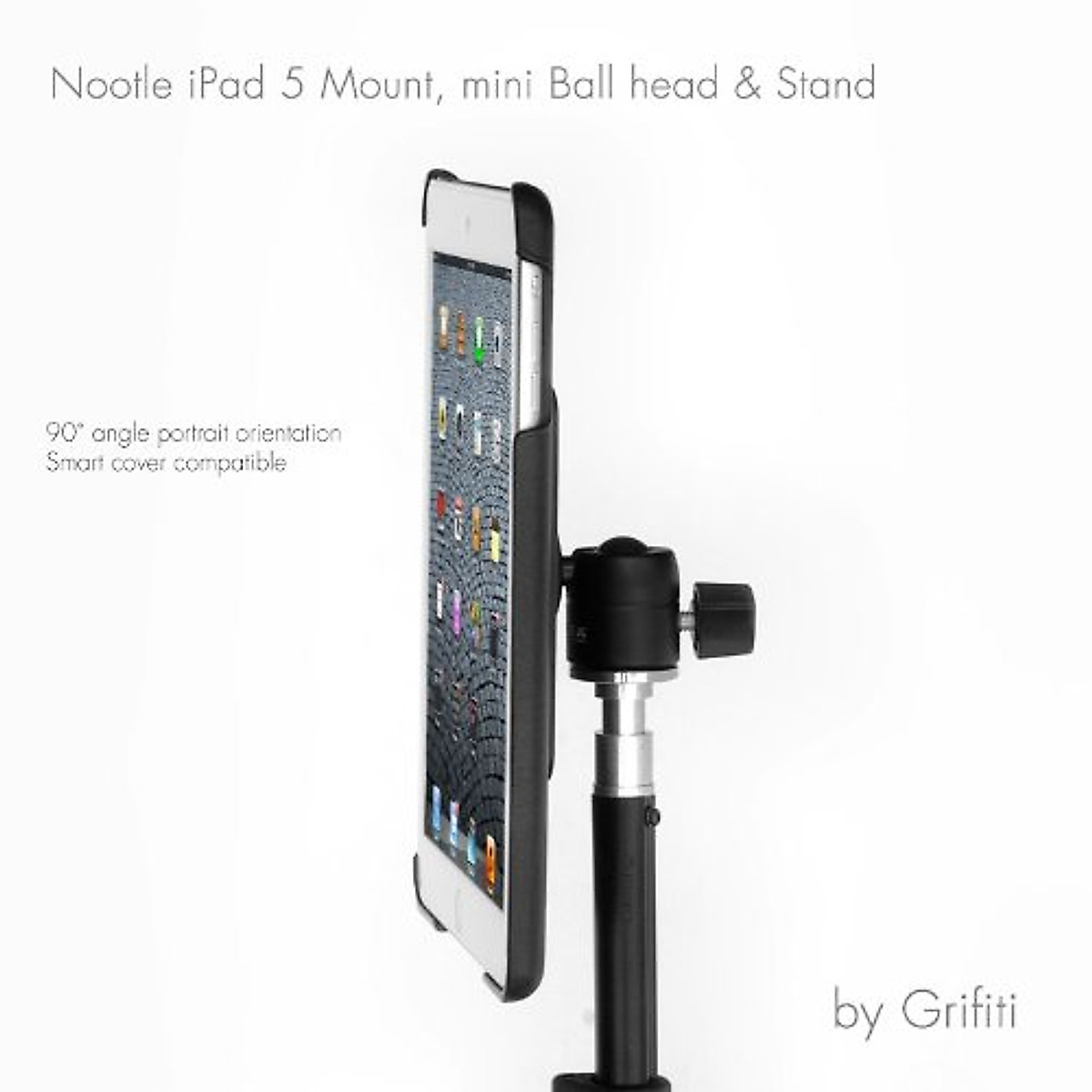 GRIFITI Nootle 58 Inch Adjustable Stand Tripod Mount with Mini Ball Head & Travel Case for 1/4 20 Threaded iPad Holder, Universal Standard or Large Tablet Mounts, Cameras, Displays & Photos or Video