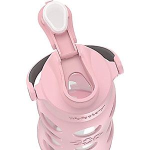 Lifefactory 22-Ounce Glass Water Bottle with Active Flip Cap and Protective Silicone Sleeve, Desert Rose