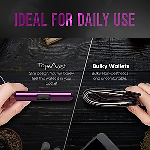 TopMost Aluminum Wallet, Card Case Wallet, Metal RFID Credit Card Holder for Men & Women, 6 Cotton Slots for 12 Cards And Bills, Rfd Protective (Purple)