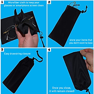 Mamlyn Set of 3 Microfiber Soft Sunglasses Pouches, With Drawstring Closure