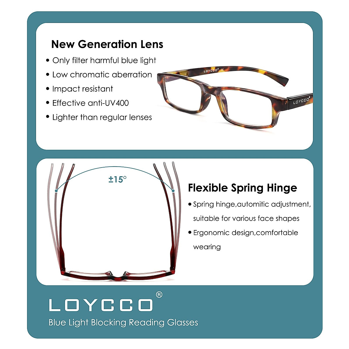 Loycco 4 Pack Rectangle Narrow Reading Glasses Blue Light Blocking Women Men Lightweight Compact Readers Computer Eyeglasses 2.5