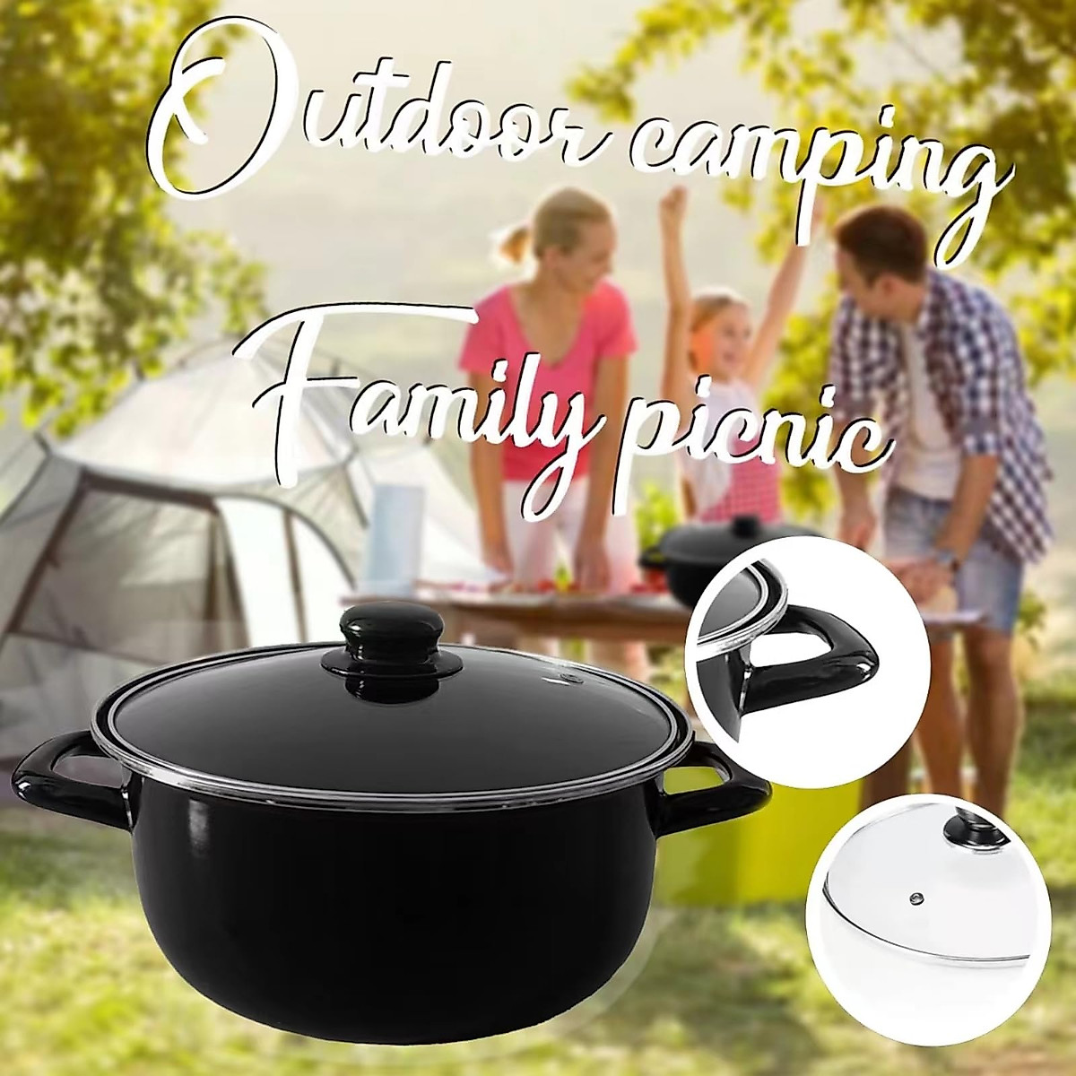 Deep fryer pot With Basket 4Quarts Enamel Stock Pot With Lid Sauce Pot Deep Fryer Pot Suitable Frying Fries,fish Cooking Soup Glass Glaze Easy to Clean High temperature resistance of 900 ° F