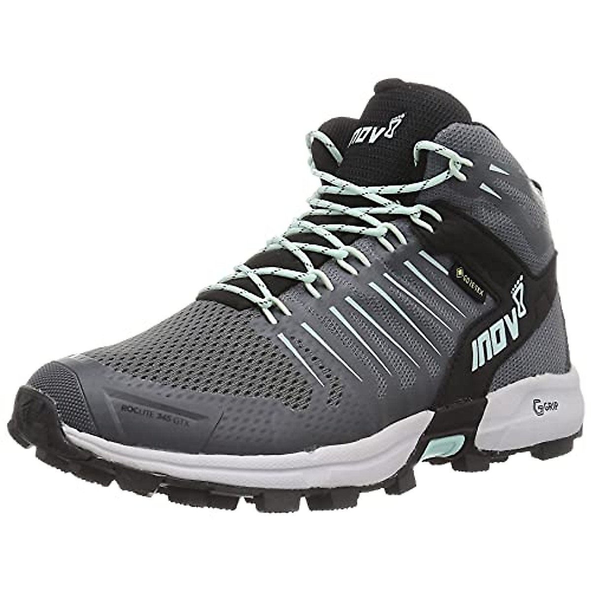 Inov-8 Women's Roclite G 345 GTX. Hiking Boot, Grey/Mint, 8