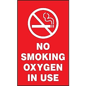 Accuform Signs MGS136 Magnetic Vinyl Patient Care Sign, Legend "NO Smoking Oxygen in USE" with Graphic, 5" Length x 3" Width x 0.034" Thickness, White on Red