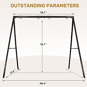 IKARE Metal Swing Frame with Hammock, Extra Large 2 in 1 Swing Stand Fits for Most Swings, Indoor and Outdoor Activities, Garden, Backyard, Playground