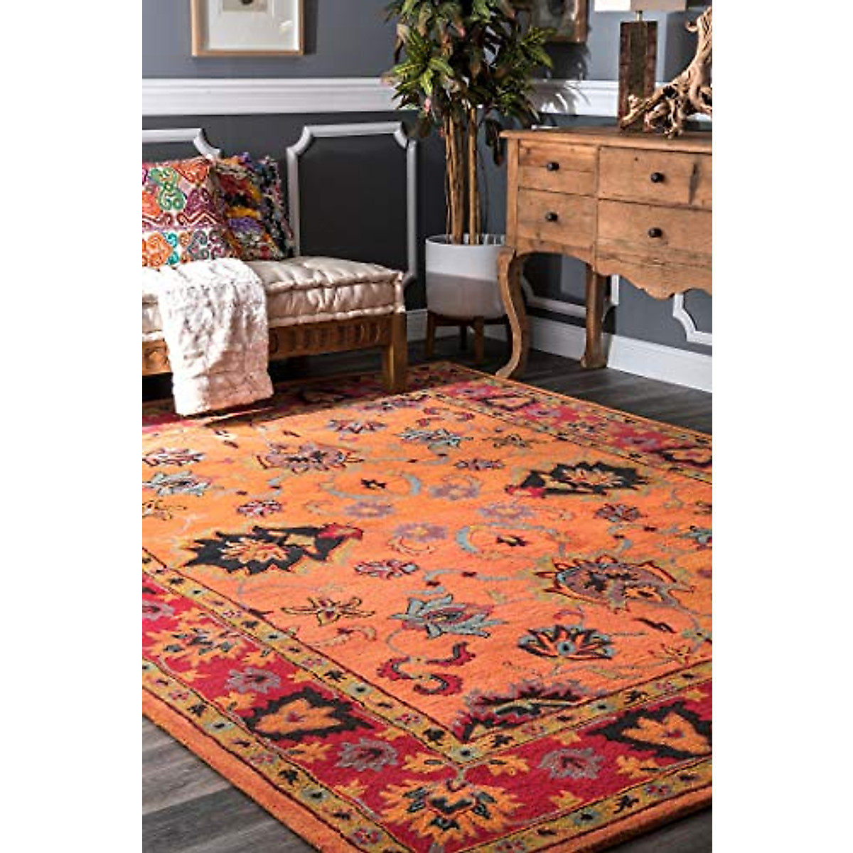 nuLOOM Montesque Hand Tufted Wool Area Rug, 8' 6" x 11' 6", Orange