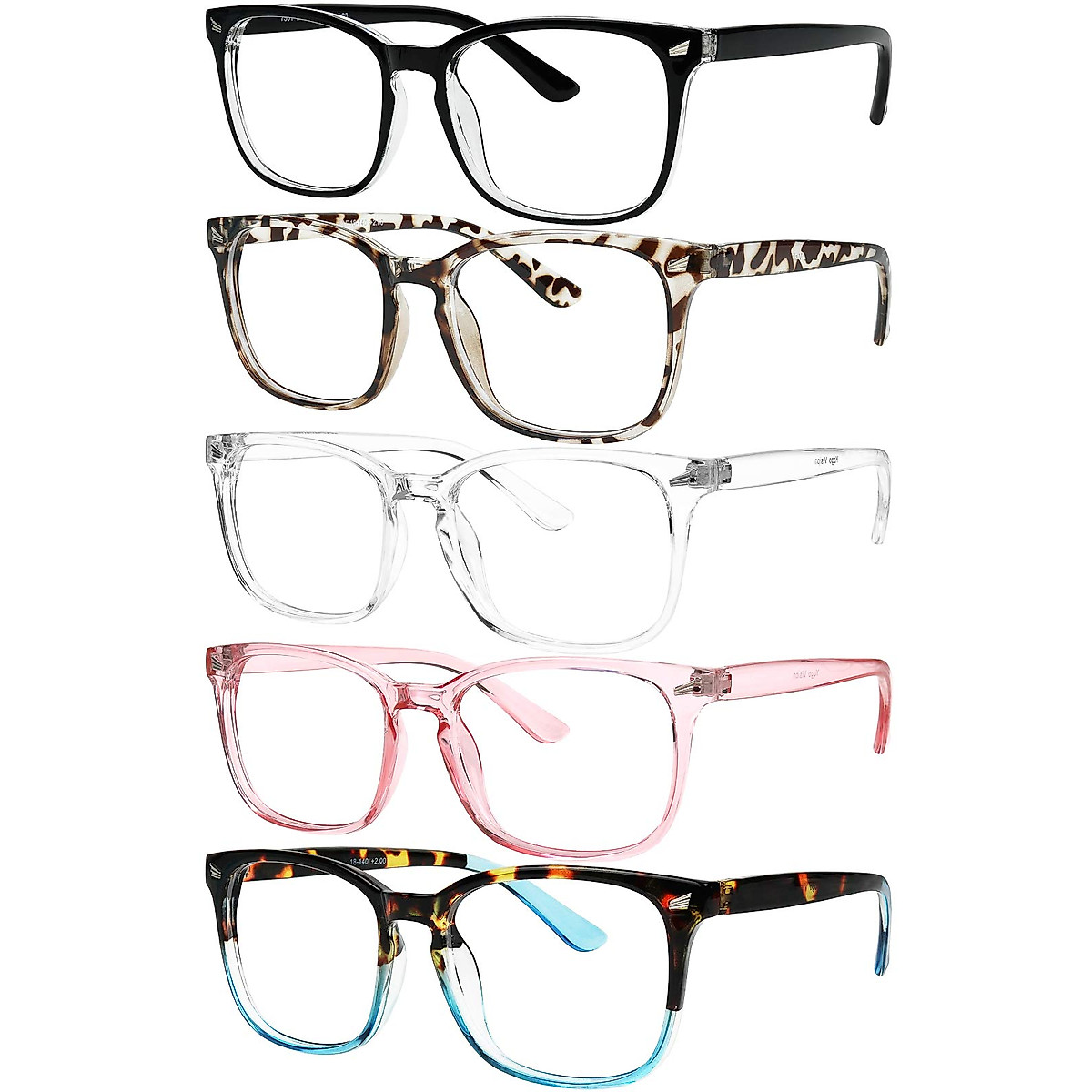 Yogo Vision Blue Light Blocking Computer Glasses Anti Glare Reduce Eyestrain Eyeglasses for Computers Screens for Men and Women (5 pack)