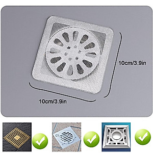 50 Pack Shower Drain Hair Catcher Disposable, Mesh Stickers，4" X 4" Shower Drain Protector for Bathroom Tub Shower and Sink