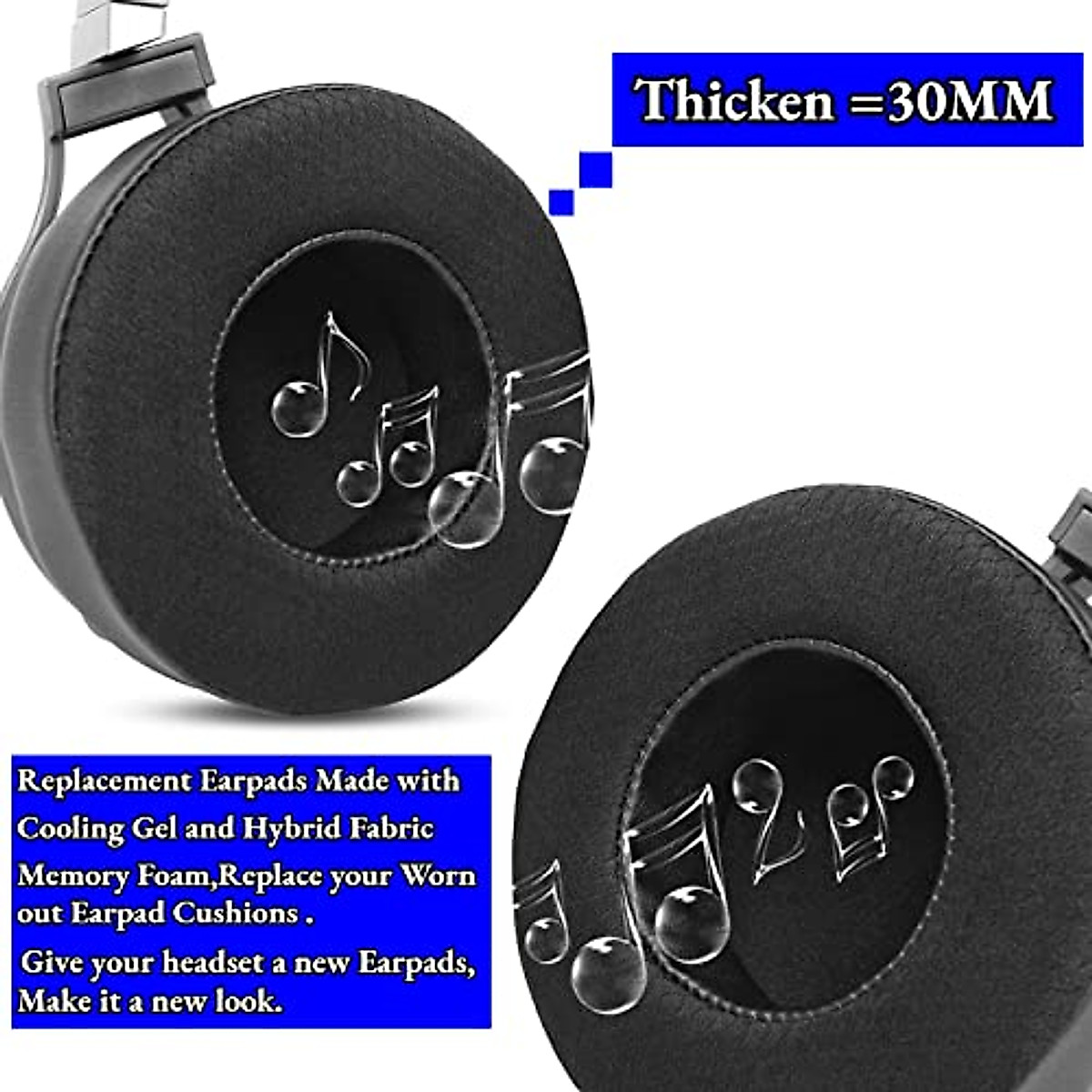 YunYiYi Virtuoso XT Upgrade Cooling-Gel Ear Cushions Compatible with Corsair Virtuoso RGB Wireless SE /Virtuoso XT Gaming Headphones,Hybrid Fabric Memory Foam,Increased Thickness