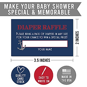 25 Baby Shower Diaper Raffle Tickets For Baby Shower Boy - Nautical Baby Shower Games For Boys, Diaper Raffle Cards, Baby Raffle Tickets, Baby Shower Invitation Inserts, Baby Shower Ideas