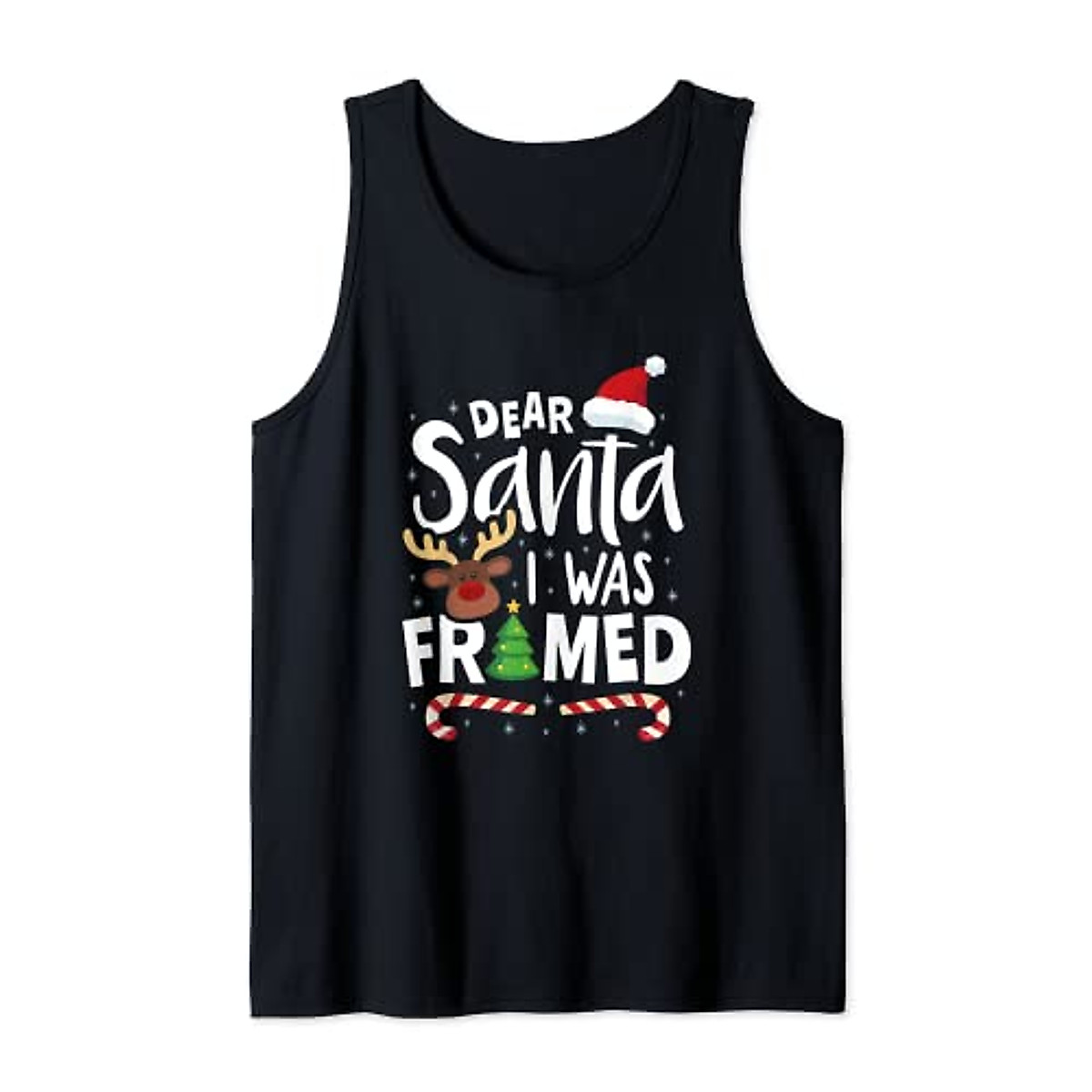 Dear Santa I Was Framed Christmas Stocking Stuffer Apparel Tank Top