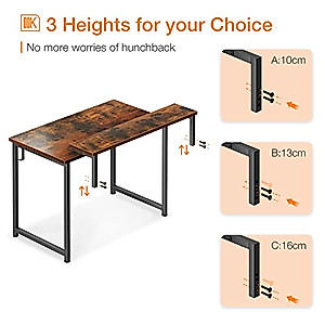 ODK Computer Desk with Adjustable Monitor Shelves, 40 inch Home Office Desk with Monitor Stand, Writing Desk, Study Workstation with 3 Heights (10cm, 13cm, 16cm), Rustic Brown