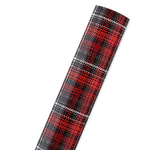 American Greetings Reversible Wrapping Paper Jumbo, Red and Black Plaid (1 Roll, 175 sq. ft)