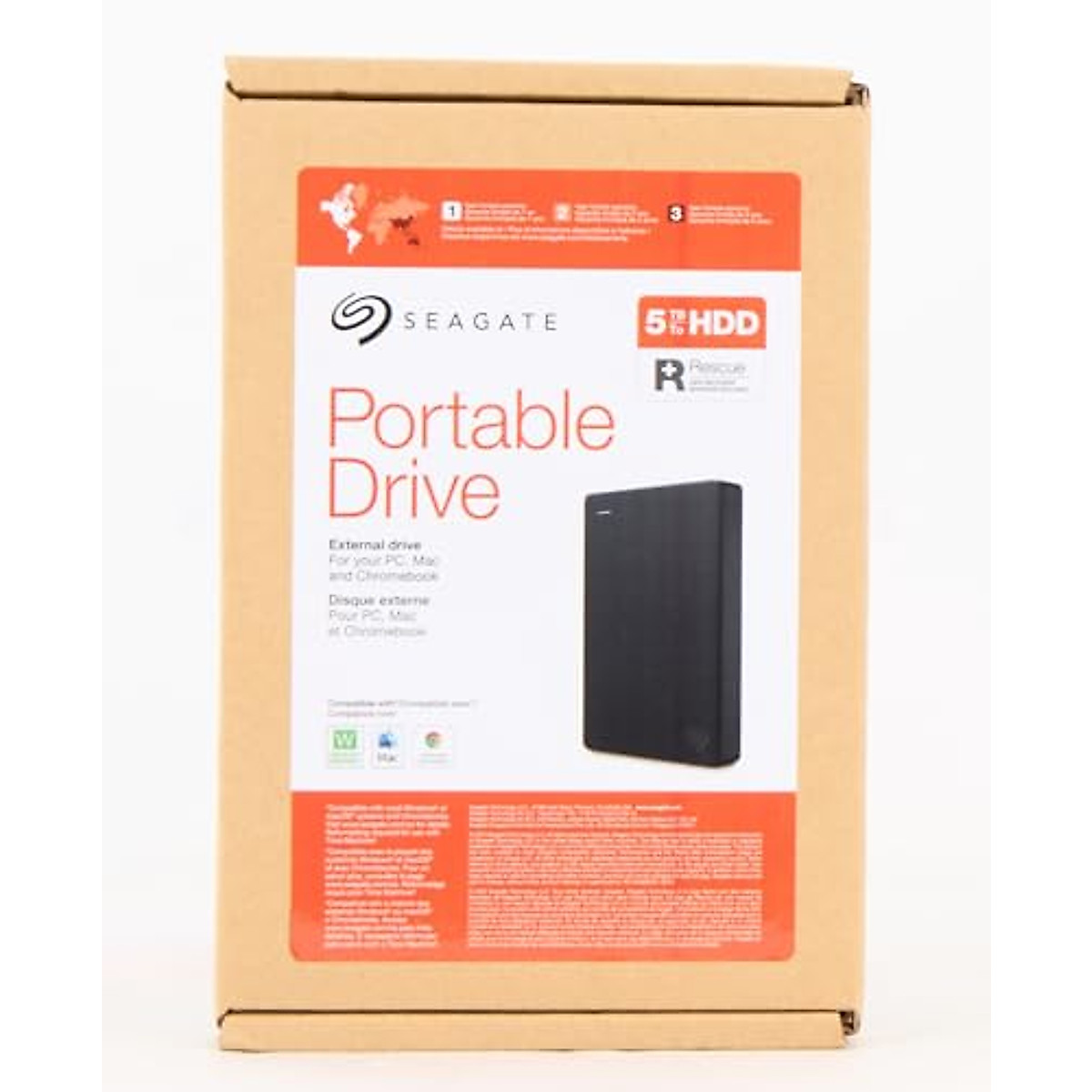 Seagate Portable 5TB External Hard Drive HDD – USB 3.0 for PC, Mac, PS4, & Xbox - 1-Year Rescue Service (STGX5000400), Black