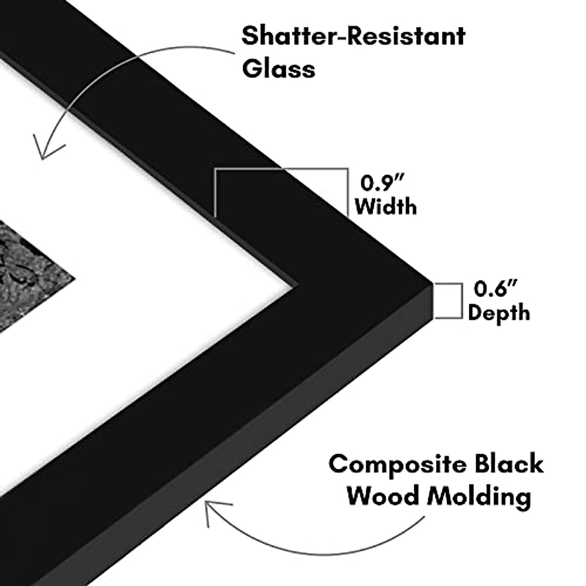 Americanflat 12x16 Picture Frame in Black - Displays 8x12 with Mat or 12x16 Without Mat - Engineered Wood & 8x10 Picture Frame in Black - Displays 5x7 with Mat and 8x10 Without Mat - Engineered Wood