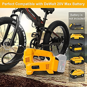 AMICROSS Cordless Tire Inflator Compatible with DEWALT 20V Max Battery,Portable Air Compressor with Digital Pressure Gauge,Auto Air Pump for Ball,Bike,Car,Motorcycle (Battery Not Included)